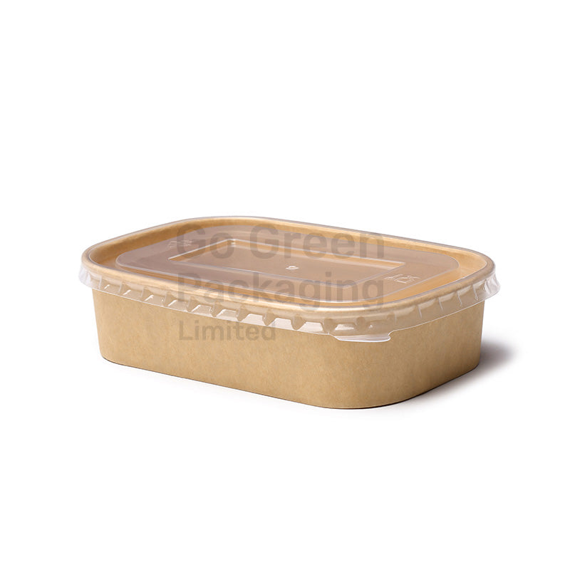 500ml Eco-Friendly Rectangular Kraft Takeaway Food Containers | Leakpr ...